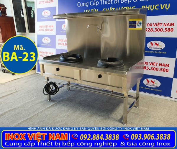 Bếp Á Đôi Kiềng Gang Có Gáy BA-23 | Inox Việt Nam