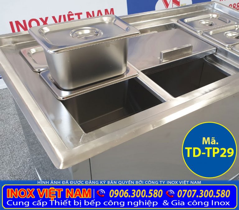 Thùng Đá Inox Có Khay Topping TD-TP29 | Inox Việt Nam